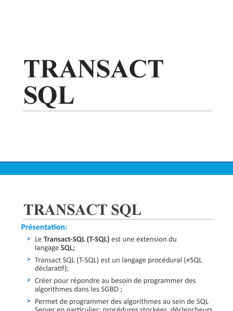 4-Transact SQL | PDF | Programmation informatique | Informatique