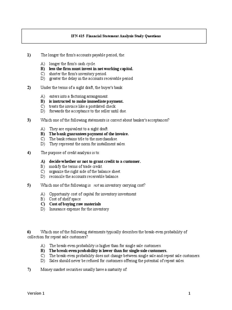 FN 415 Fsa Final Exam Study Questions and Answers RZz2 | PDF | Working ...