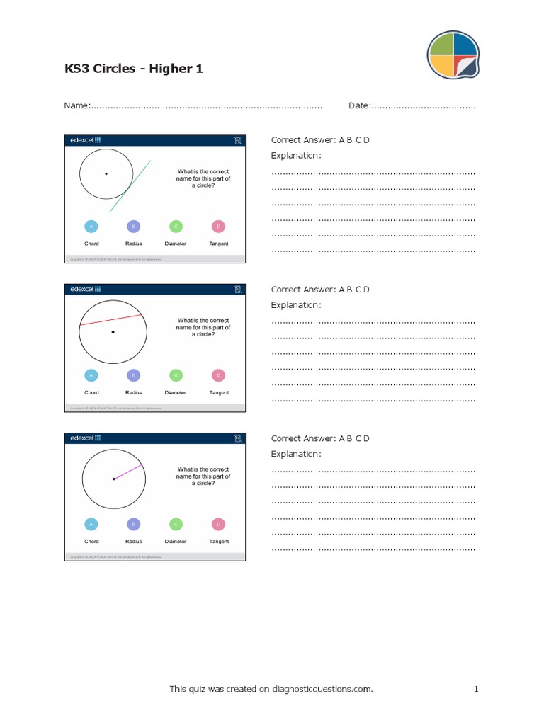 KS3 Circles - Higher 1 | PDF