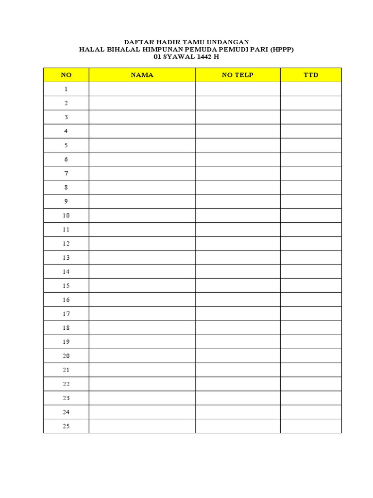 Daftar Hadir Tamu Undangan | PDF