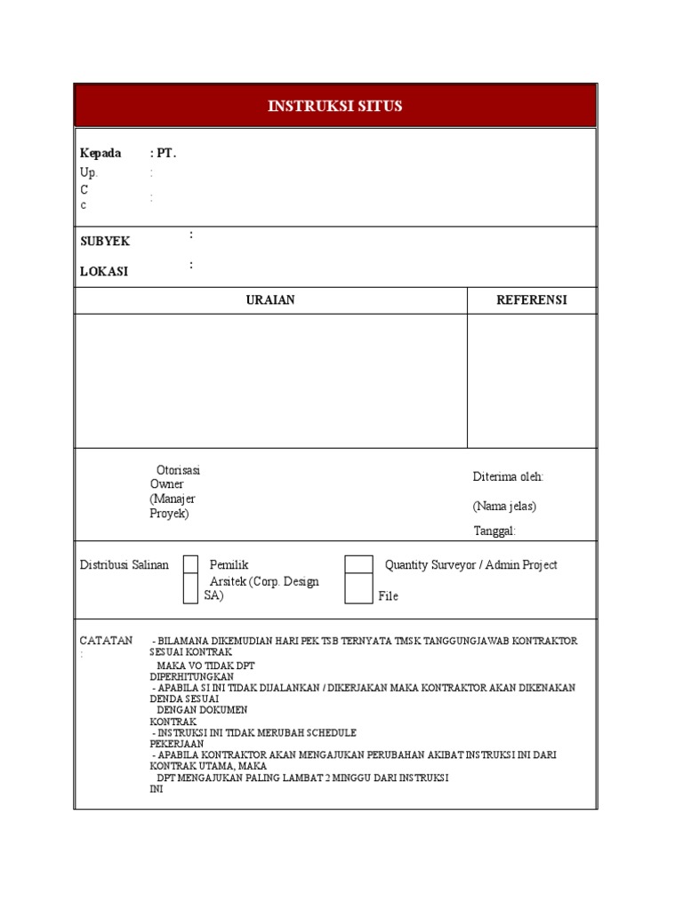 (Bizform) Site Instruction Form | PDF