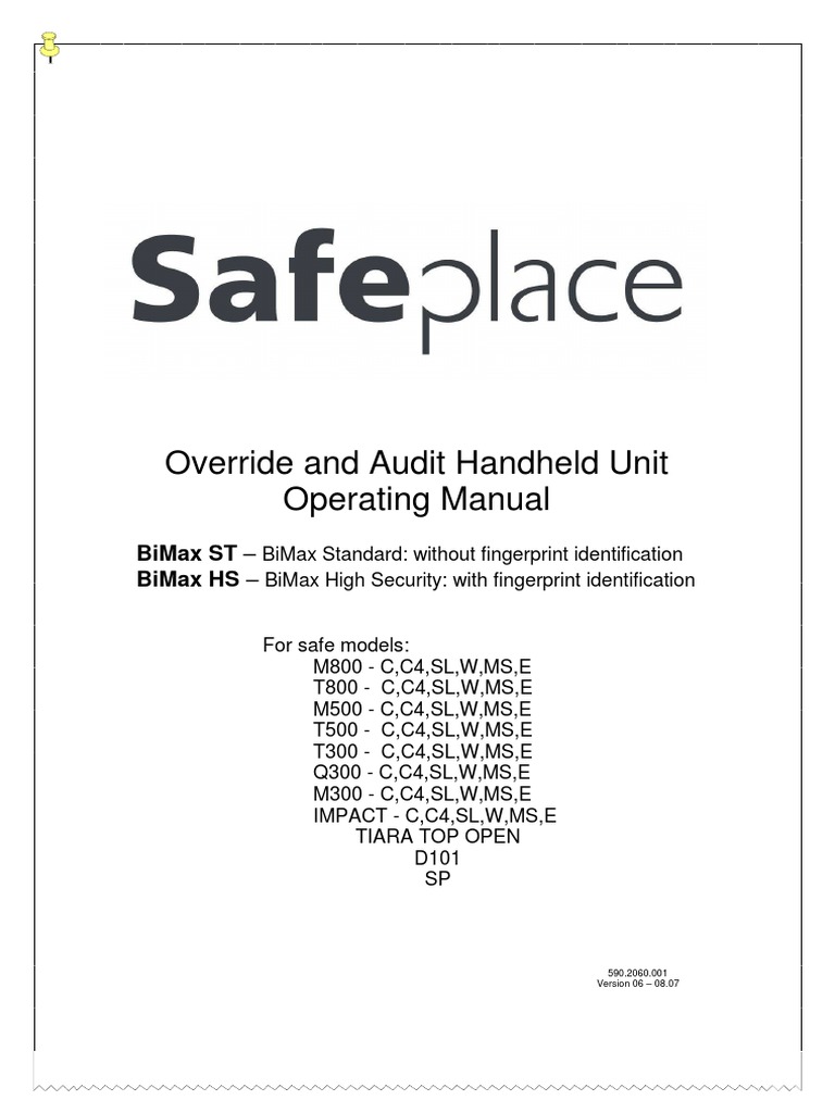 Override and Audit Handheld Unit Operating Manual: Bimax ST - Bimax Hs ...
