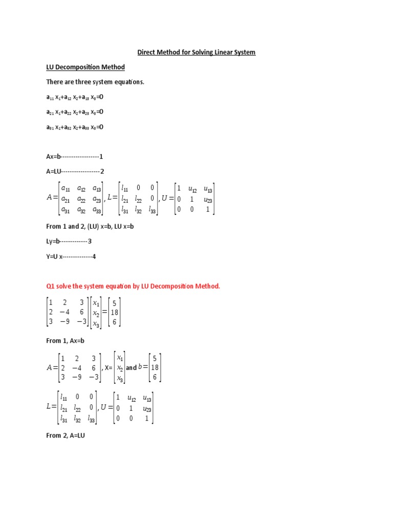 LU Decomposition Method | PDF | Mathematical Concepts | Mathematical Relations