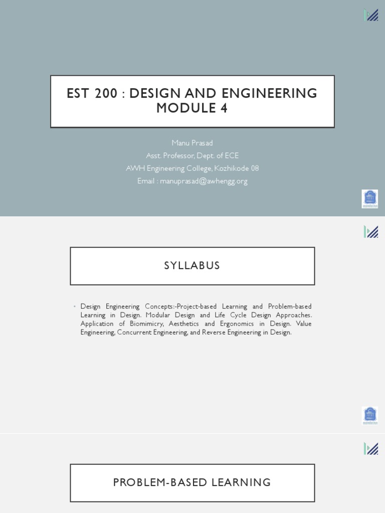 Design and engineering module 4: Problem-based learning vs project ...