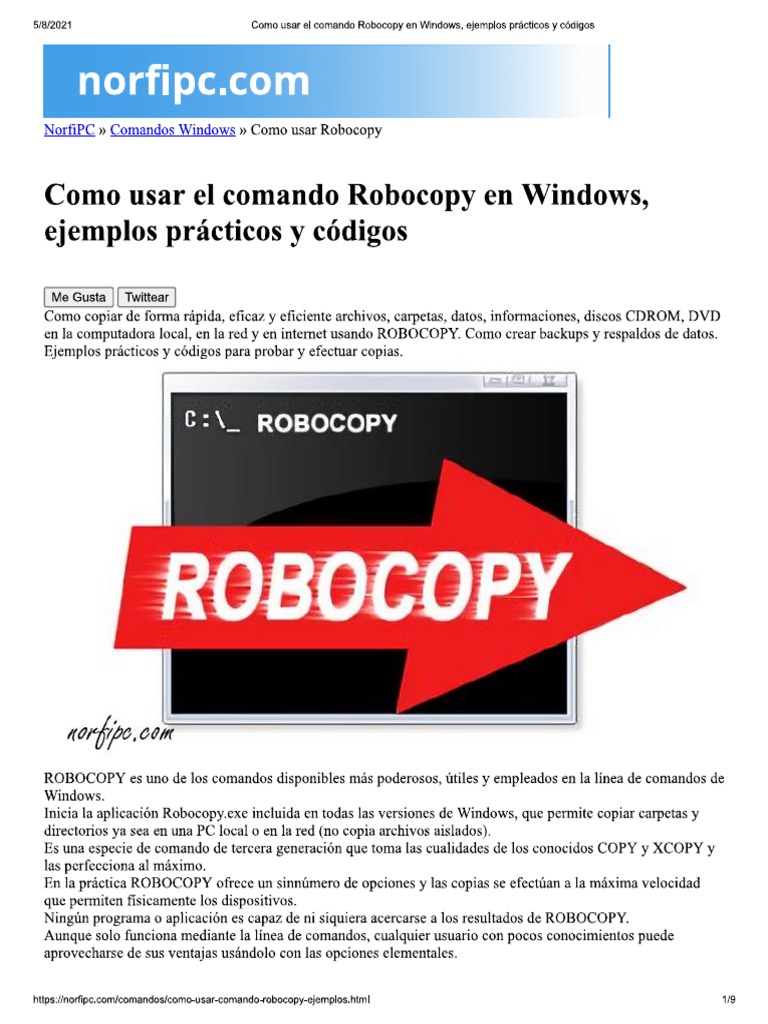 Como Usar El Comando Robocopy en Windows, Ejemplos Prácticos y Códigos | PDF