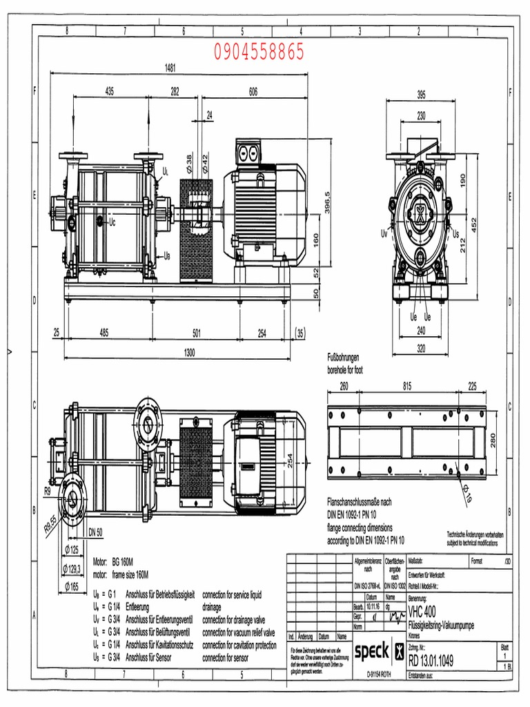 Vacuum Pump Drawing | PDF | Electricity | Physical Quantities