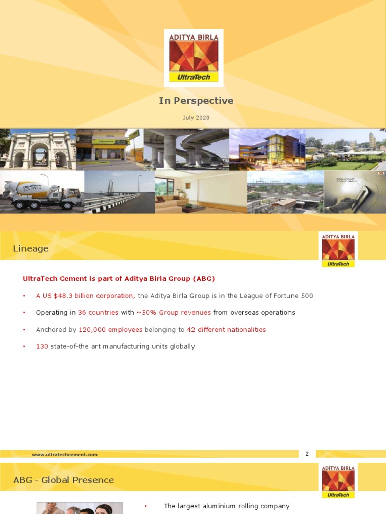 UltraTech Cement Corporate Presentation | PDF | Sustainability | Cement