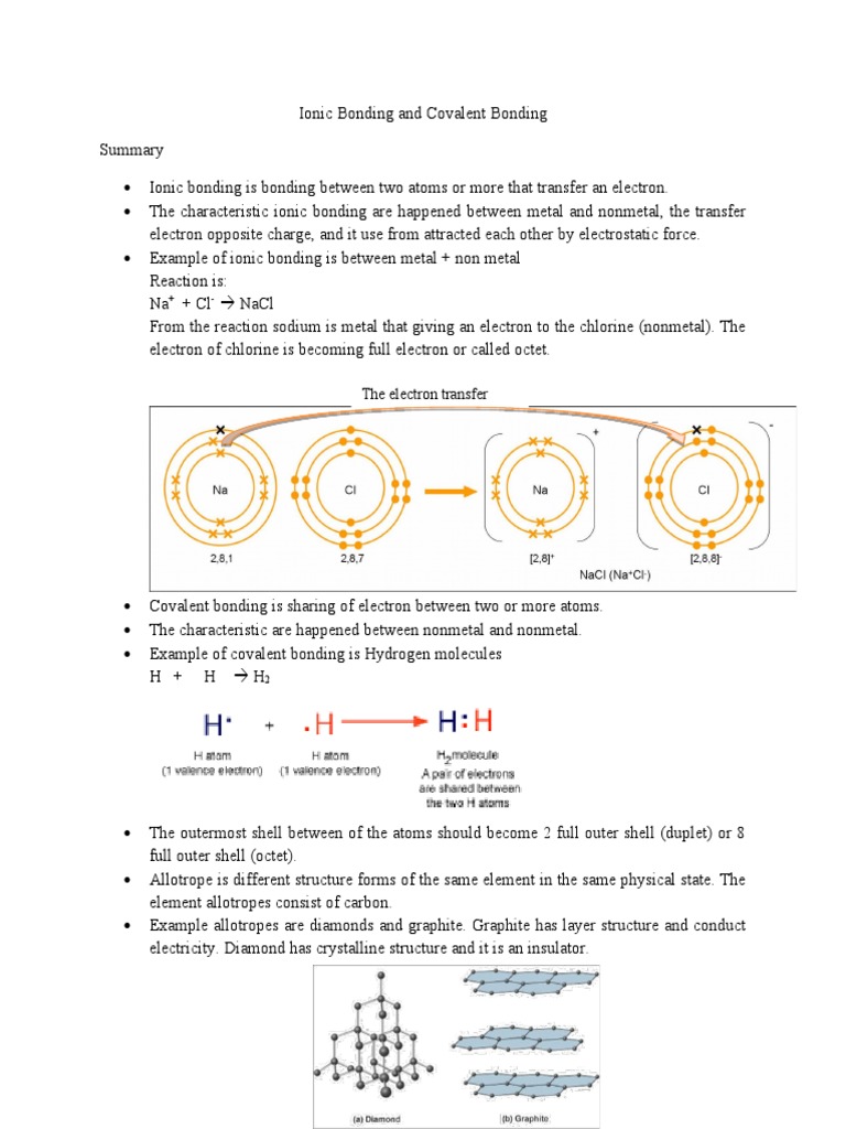 Ionic Bonding and Covalent Bonding | PDF