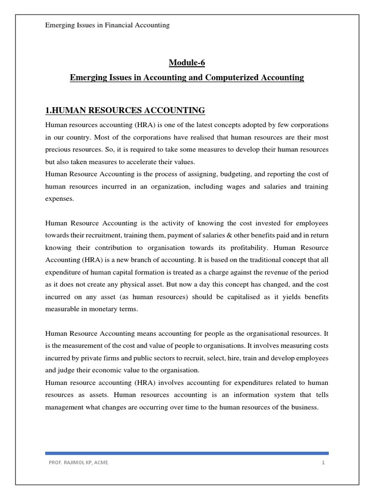 Module-6 Emerging Issues in Financial Accounting & Computerized ...