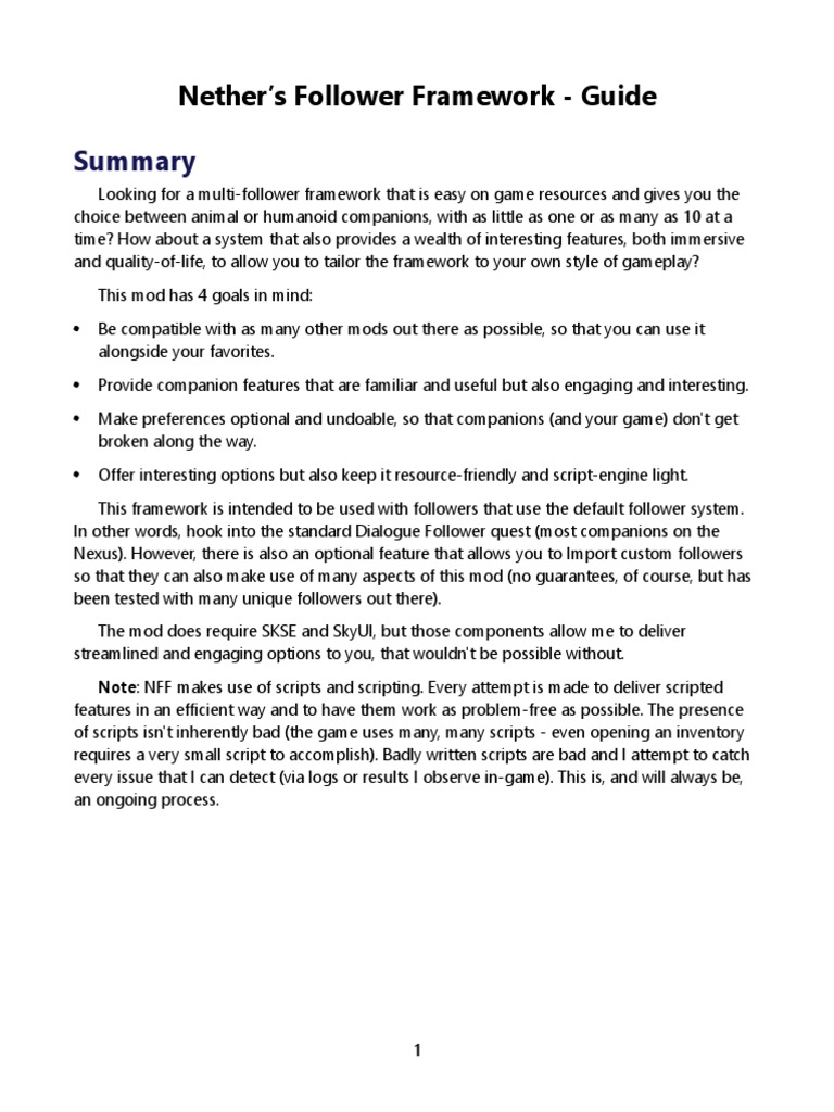 Nether's Follower Framework - Guide | PDF