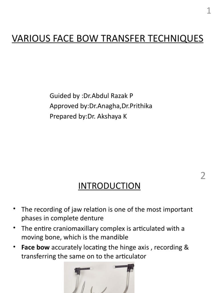 Various Face Bow Transfer Techniques | PDF | Medical Specialties ...