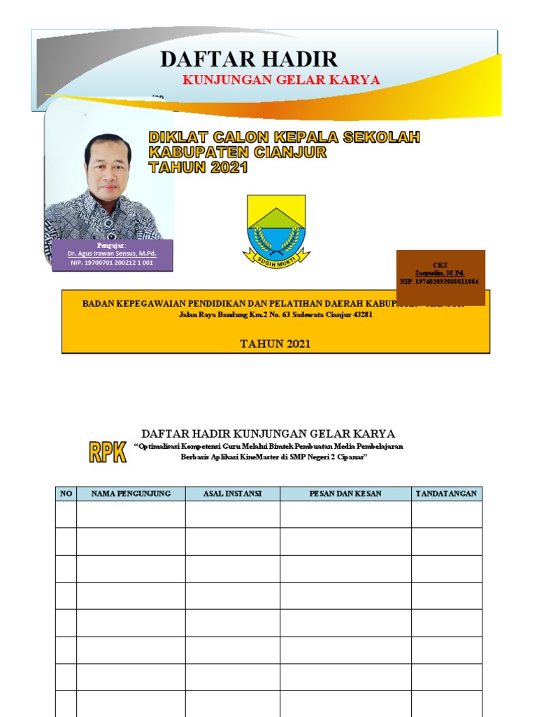 Daftar Hadir Bimtek Media Pembelajaran | PDF