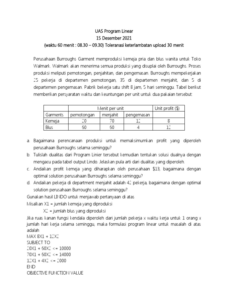 UAS Program Linear 2021 | PDF