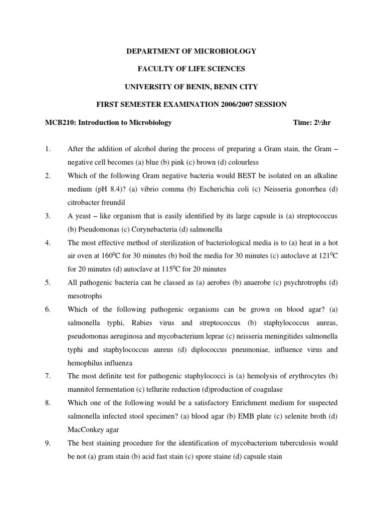 3rak7enpdepartment of Microbiology Mcb210 | PDF | Infection | Bacteria