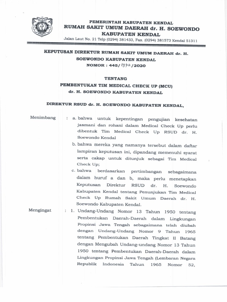 Contoh SK MCU | PDF | Hukum