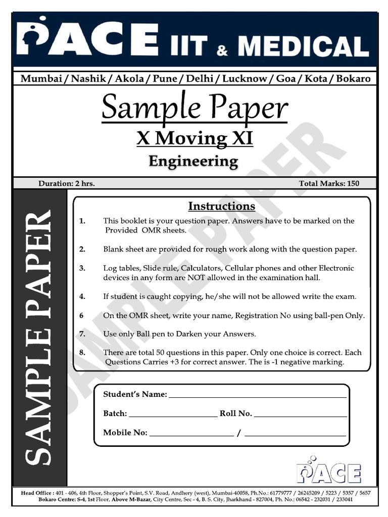 Pace Sample Test Paper | PDF