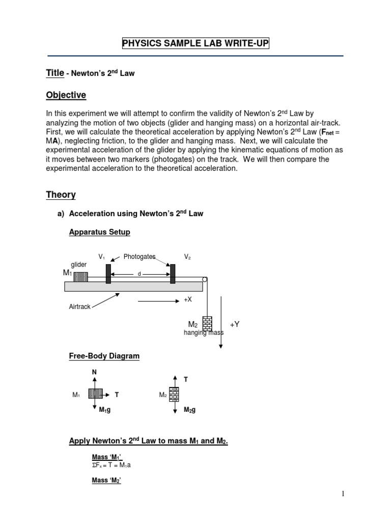 Lab Report Sample Write-Up | PDF | Newton's Laws Of Motion | Velocity