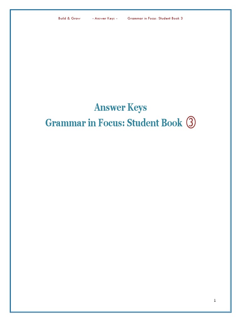 Grammar in Focus: Student Book 3 Answers | PDF | Adjective | Adverb