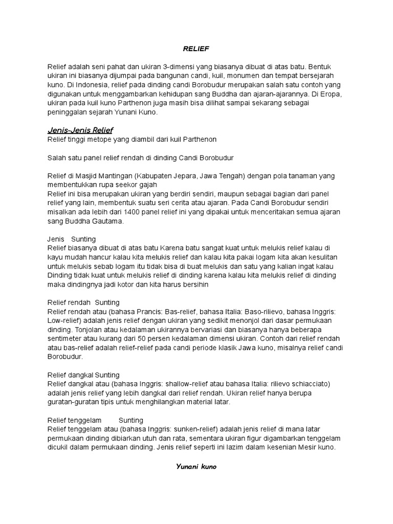 Jenis-Jenis Relief dalam Seni Pahat | PDF | Seni
