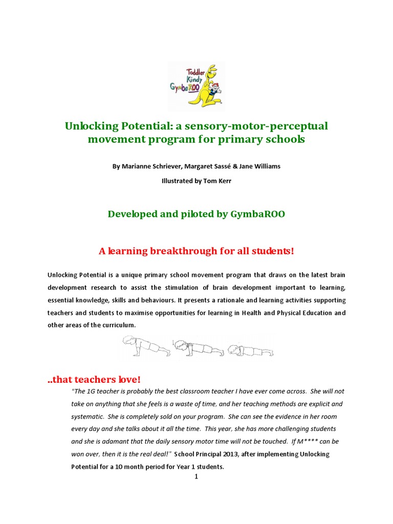 Sensory-Motor Program for Primary Schools | PDF | Teachers | Perception