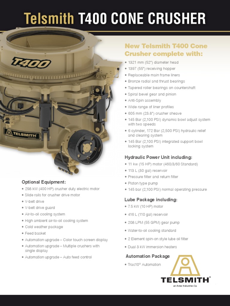 T400 Cone Crusher | PDF | Bearing (Mechanical) | Gear