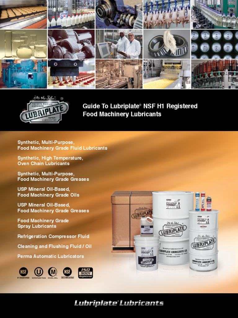 Guide To Lubriplate® NSF H1 Registered Food Machinery Lubricants | PDF ...