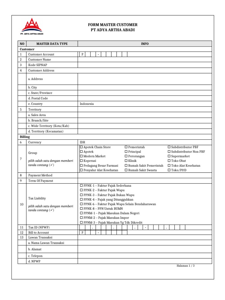Form Master Customer 22009-01-Dikonversi | PDF