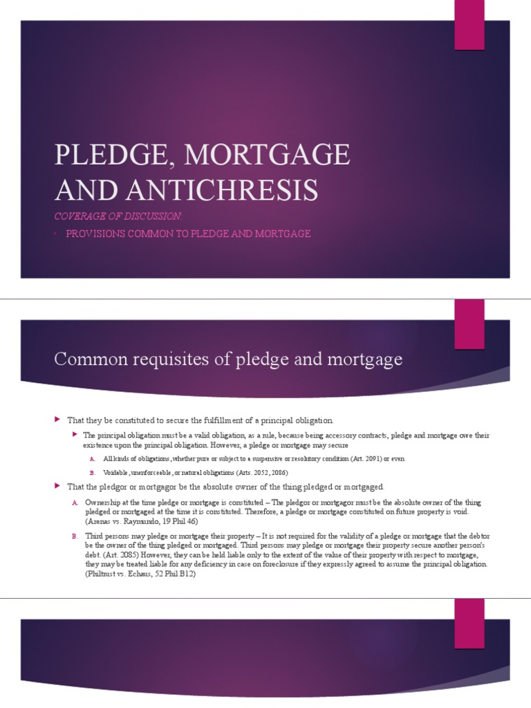 Pledge, Mortgage | PDF | Mortgage Law | Mortgage Loan