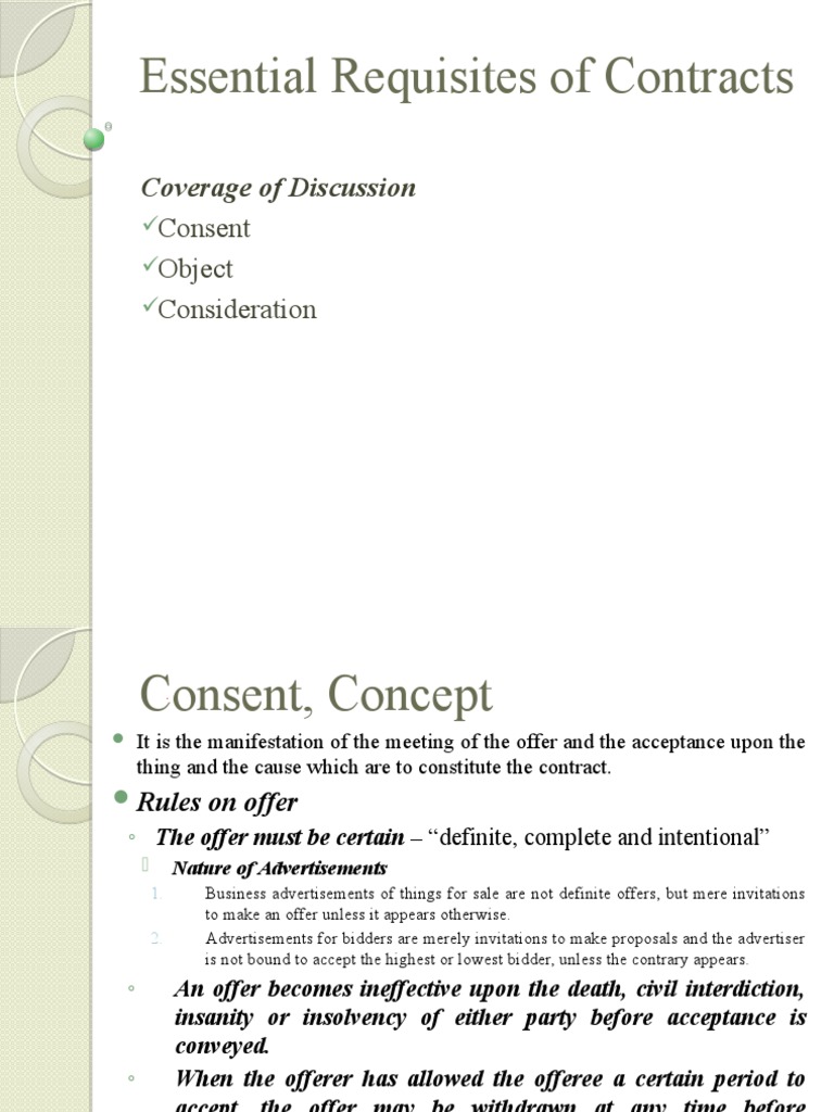 Key Elements of Contract Law Explained | PDF | Offer And Acceptance ...