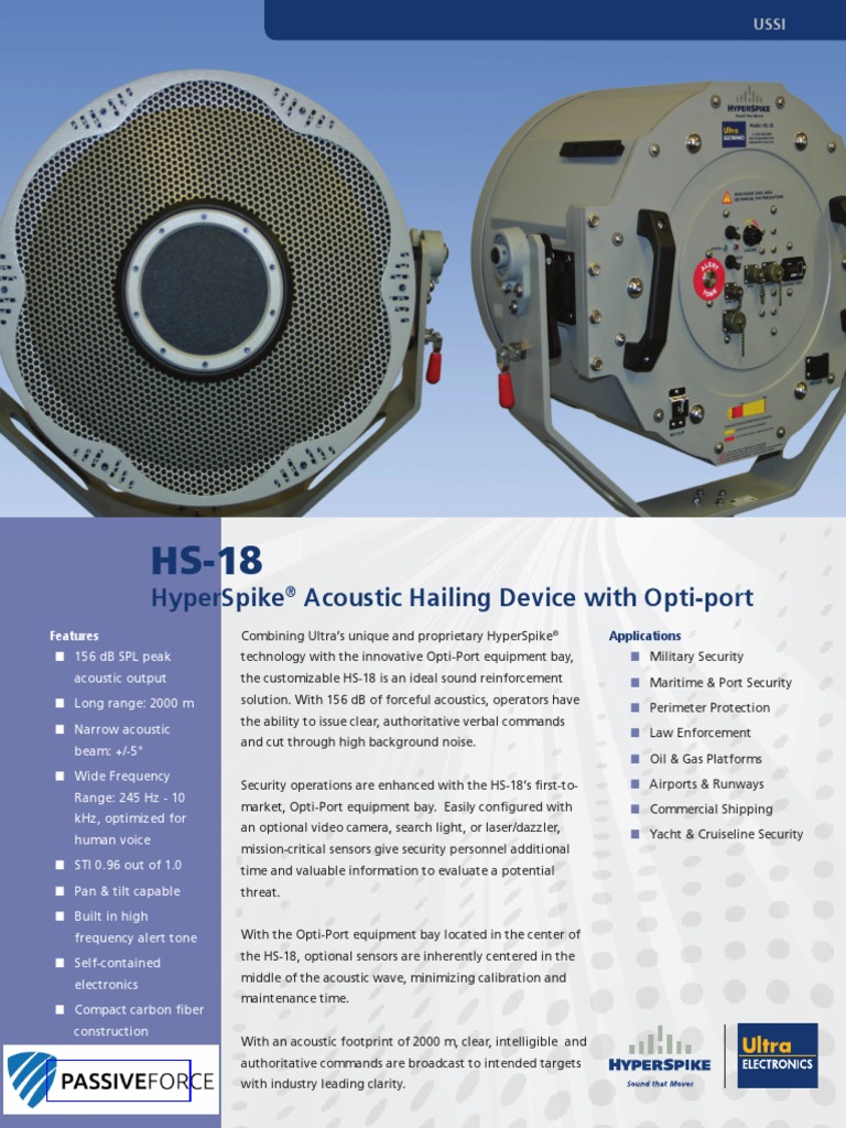 HS-18 Specification Sheet | PDF | Acoustics | Electronics