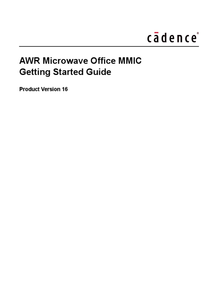 AWR Microwave Office MMIC Getting Started Guide: Product Version 16 ...