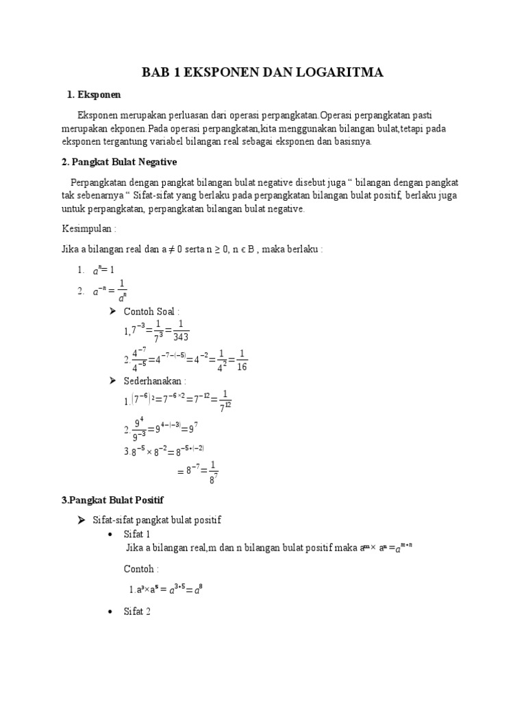 Bab 1 Eksponen Dan Logaritma | PDF
