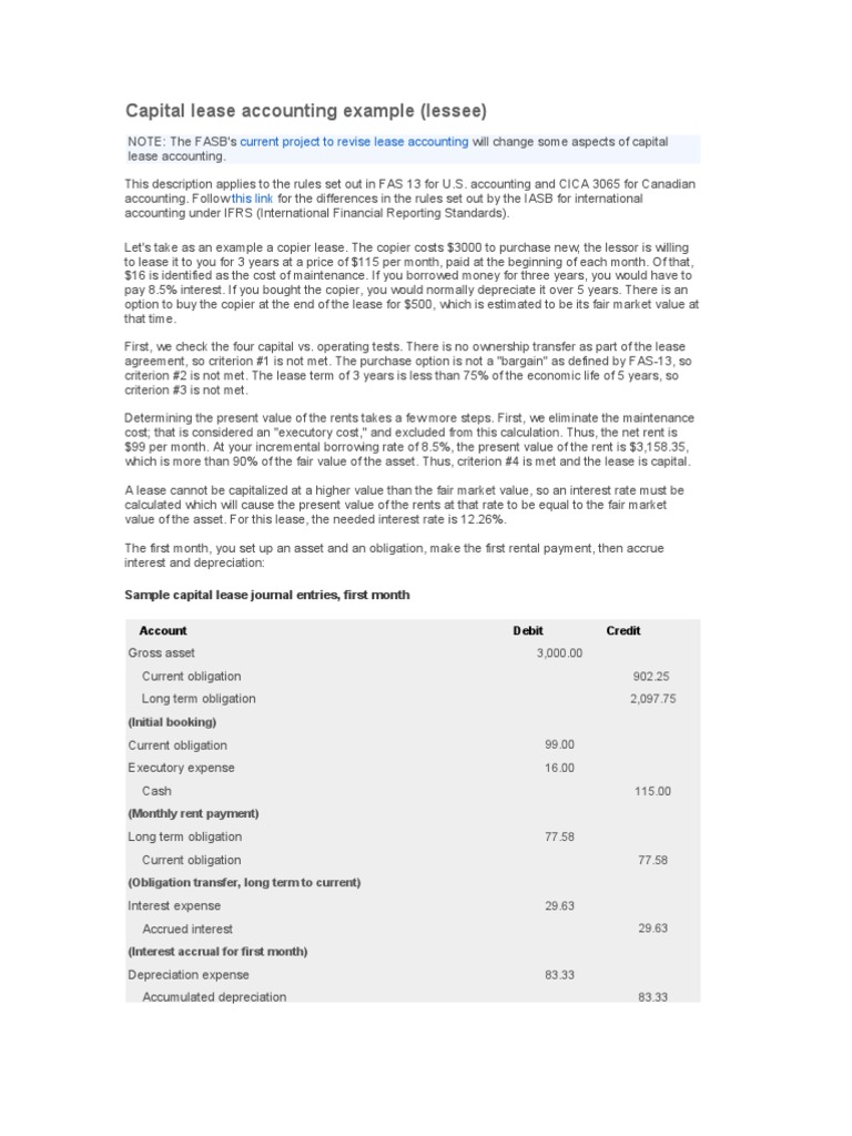 Capital Lease Accounting Guide | PDF | Debits And Credits | Lease