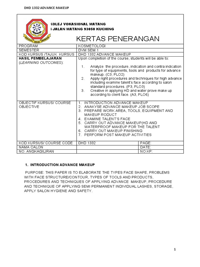 Kertas Penerangan Advance Makeup | PDF