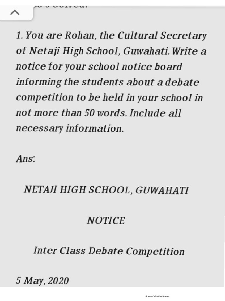 Notice Writing Class 9 | PDF