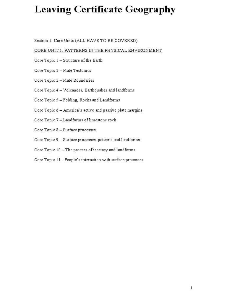 Notes Leaving Certificate Physical Geography | PDF | Plate Tectonics ...