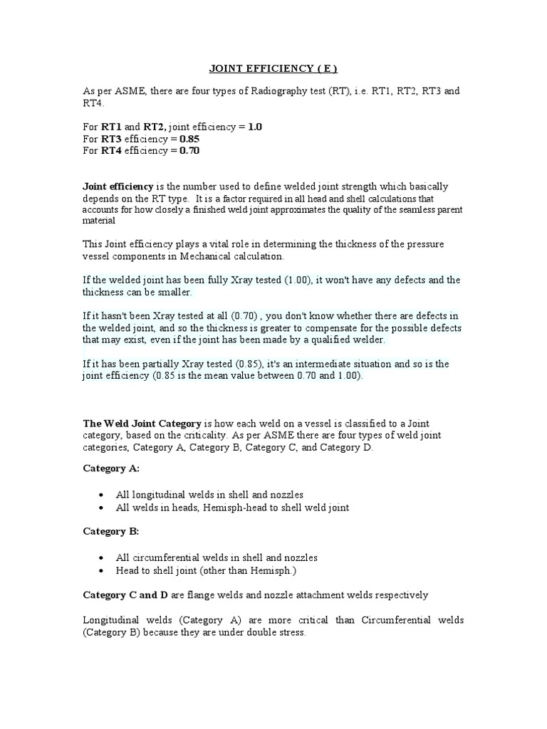 Joint Efficiency | PDF