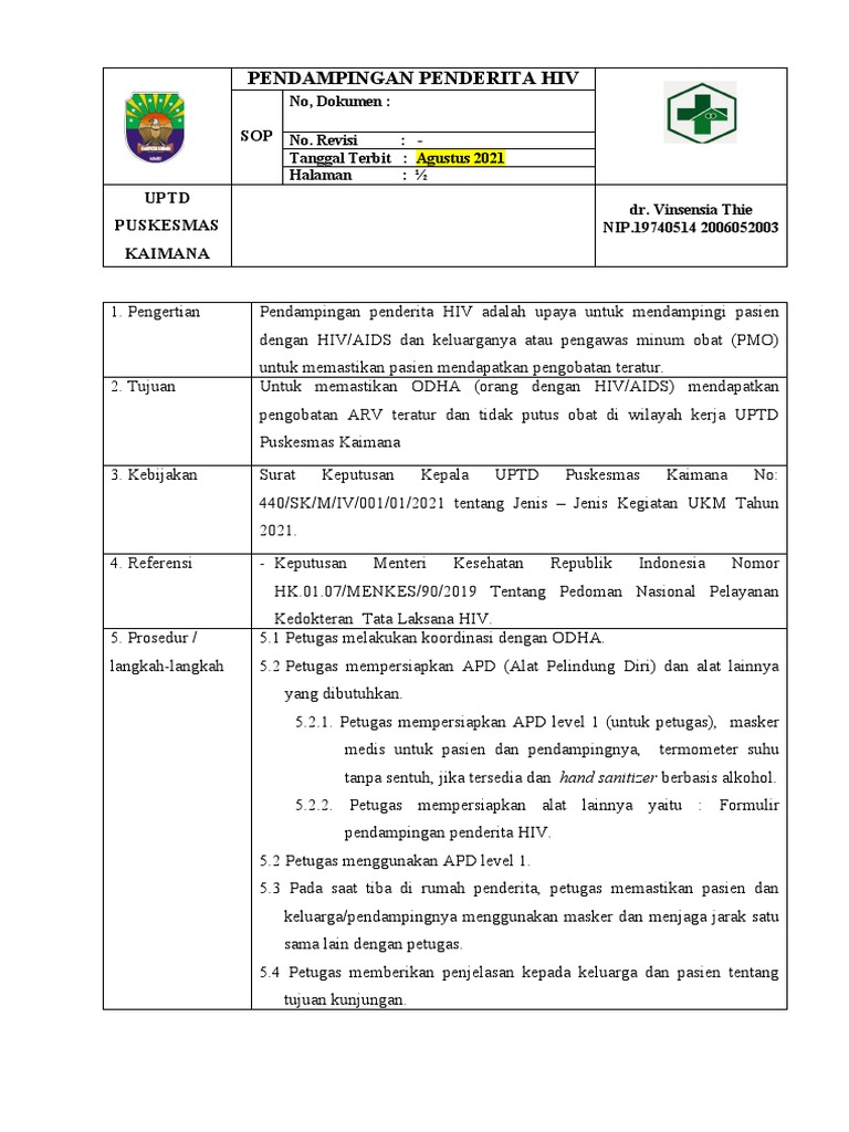 SOP Pendampingan Penderita HIV | PDF | Sains & Matematika