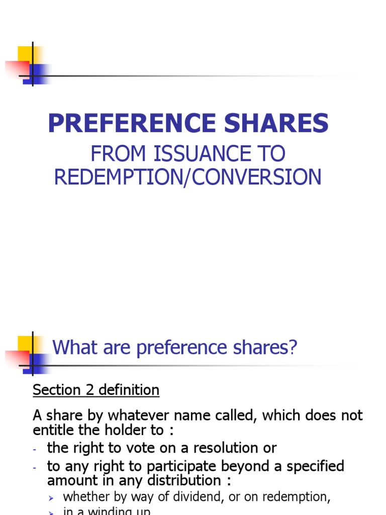 Preference Shares (Issuance-Redemptn-Convertn) | PDF | Preferred Stock ...