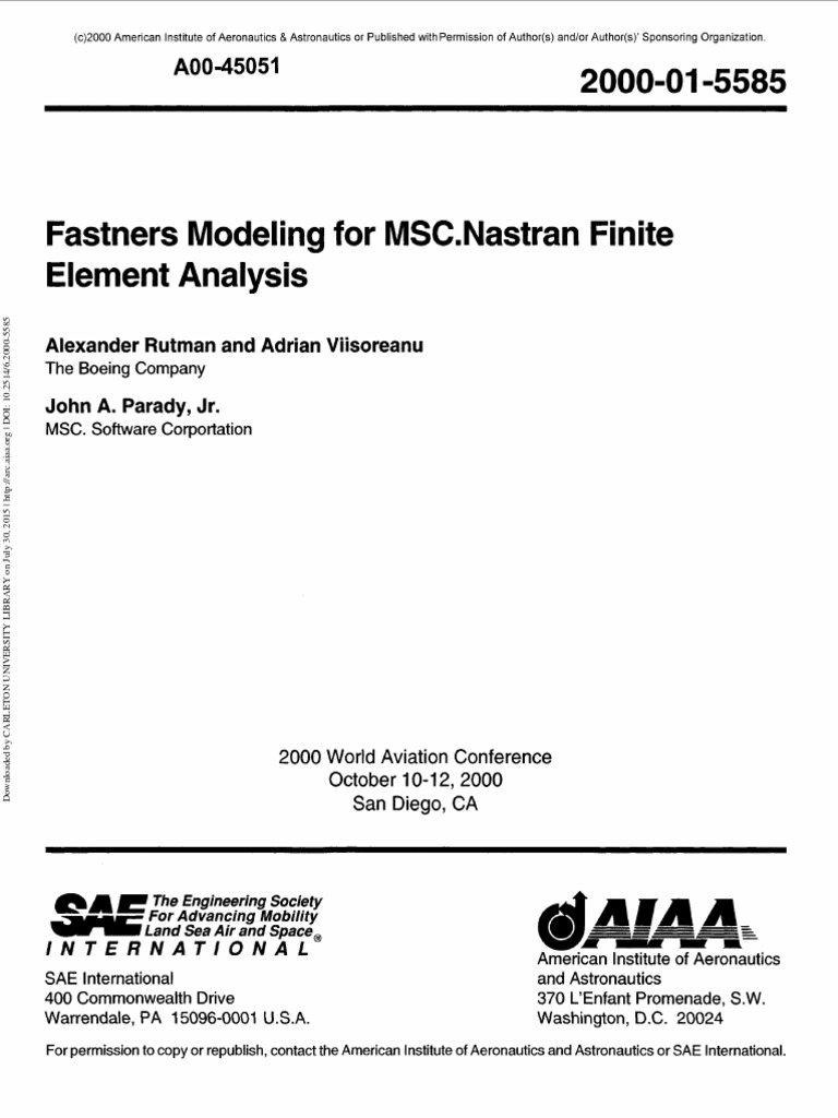 Fastners Modeling For MSC - Nastran Finite Element Analysis | PDF ...