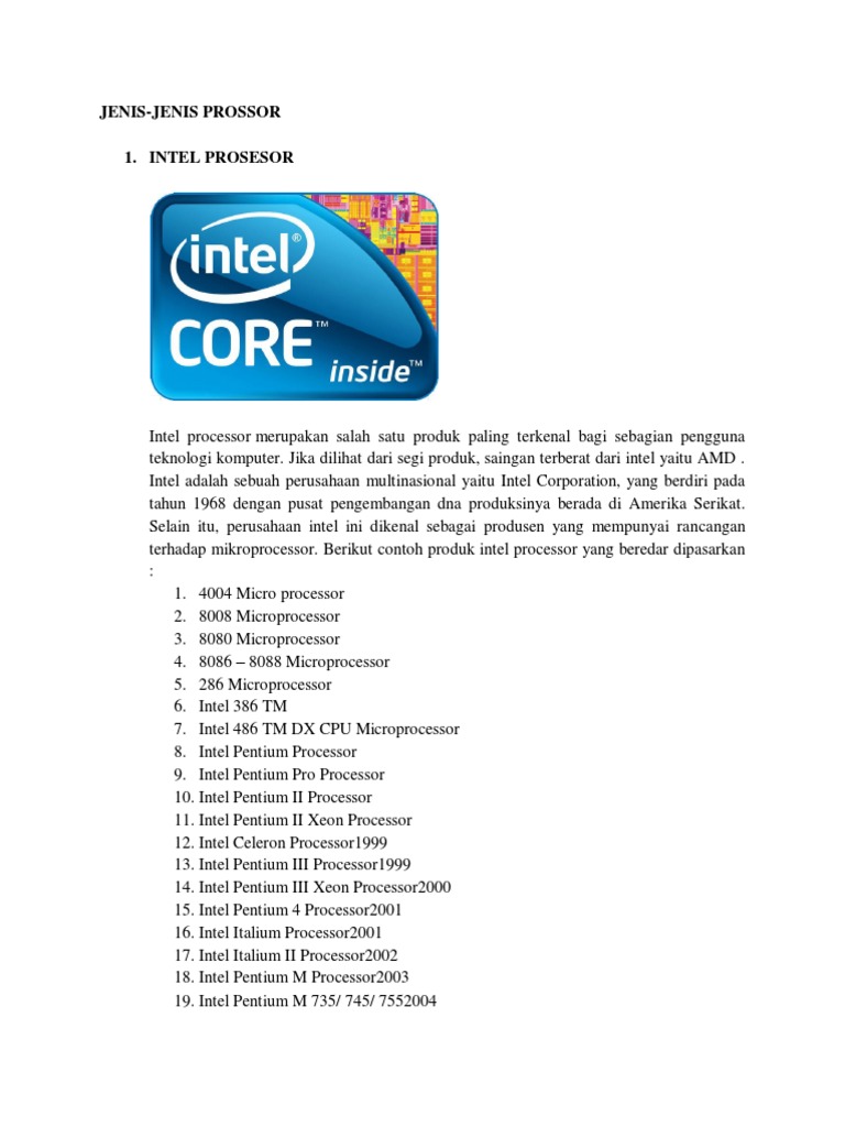 Jenis - Jenis Processor | PDF | Bisnis | Teknologi & Rekayasa