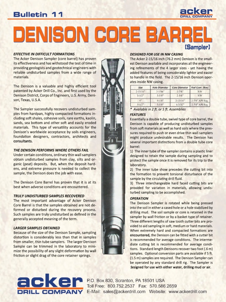 Denison Core Barrel: (Sampler) | PDF