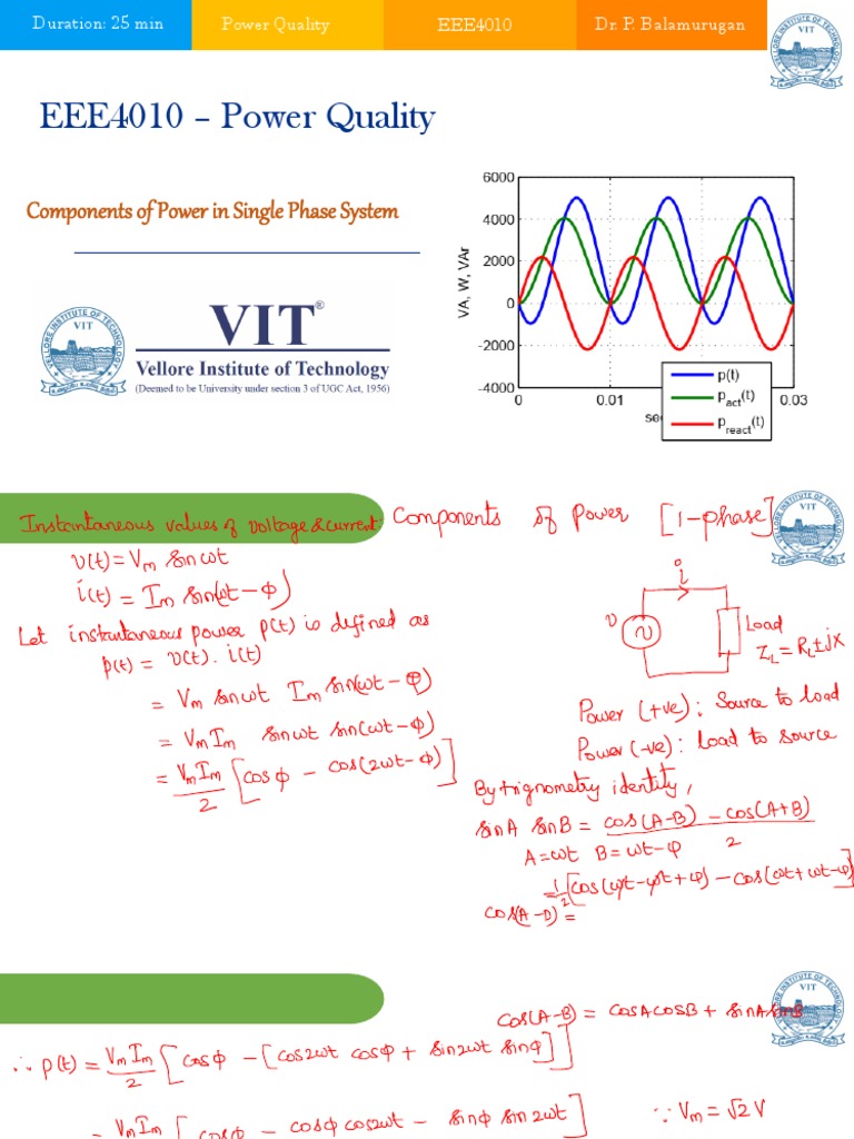 EEE4010 - Power Quality: Components of Power in Single Phase System | PDF