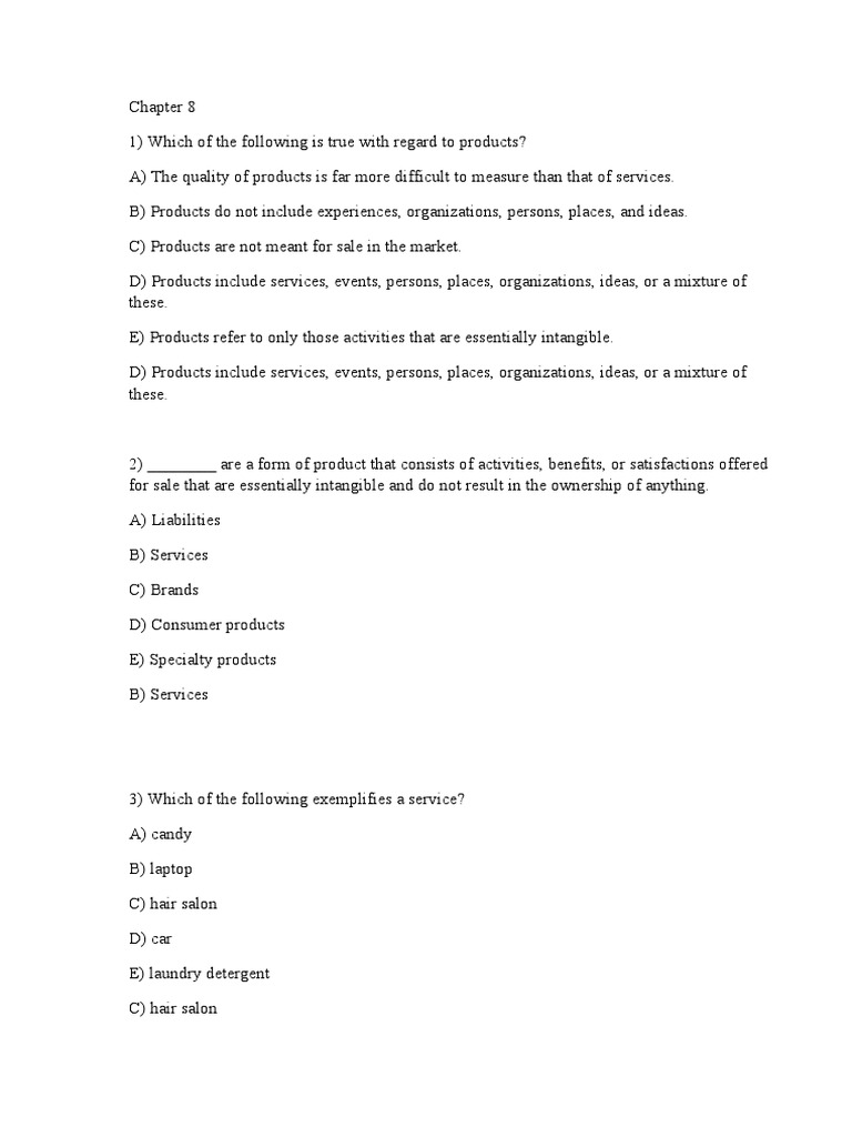 Chapter 8 Test Bank Answers | PDF | Brand | Final Good