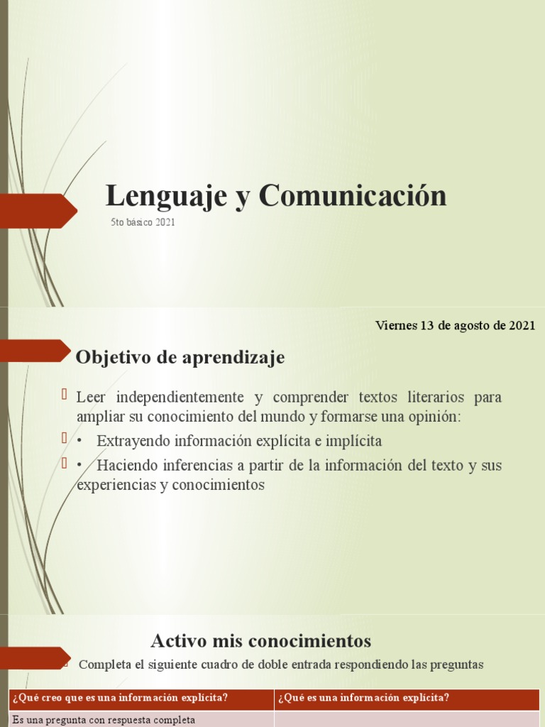 Comprensión de Información Explícita e Implícita | PDF | Información ...