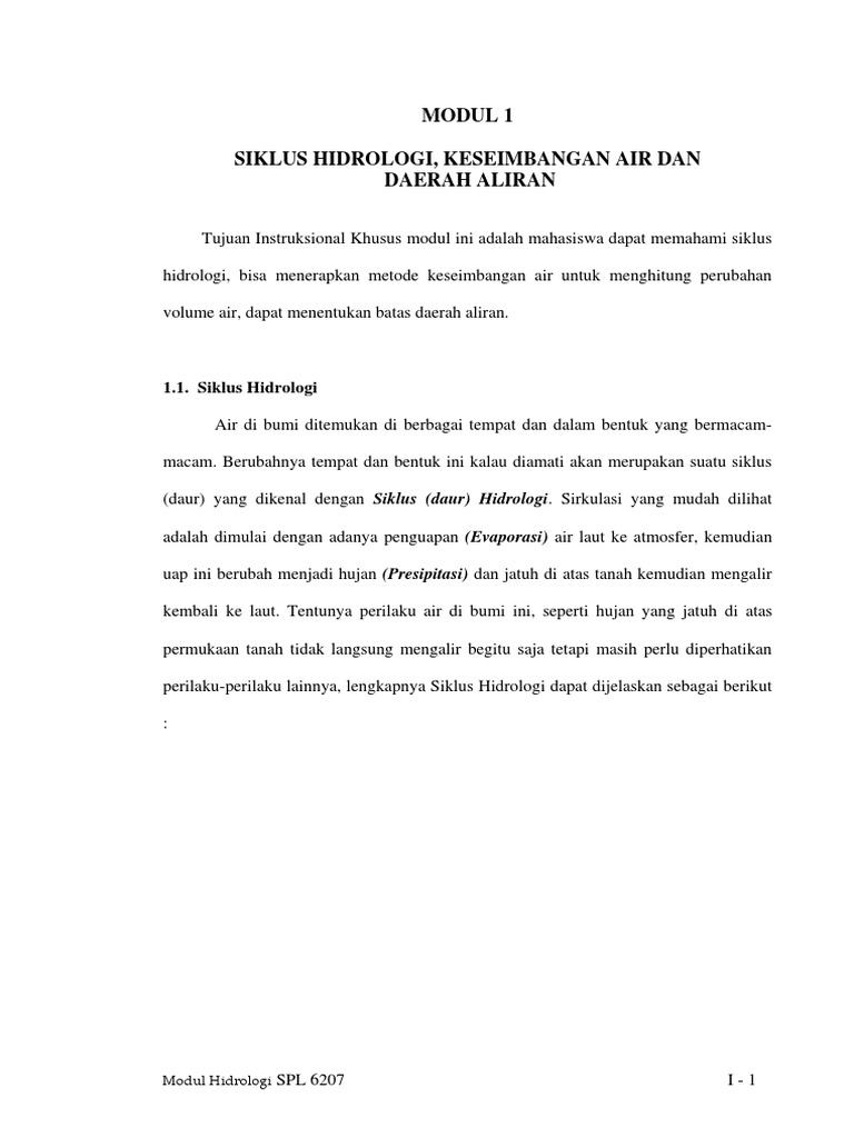 MODUL 1 Siklus Hidrologi | PDF | Sains & Matematika