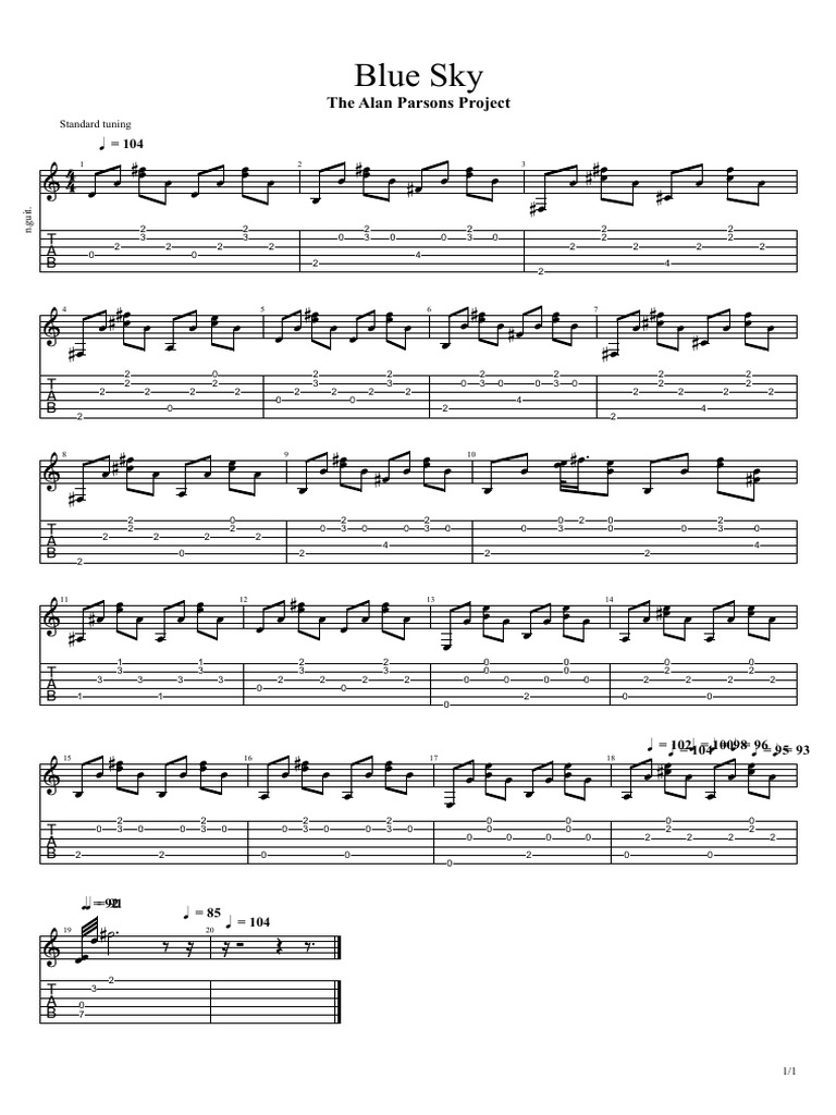 Guitar Tab: Blue Sky | PDF