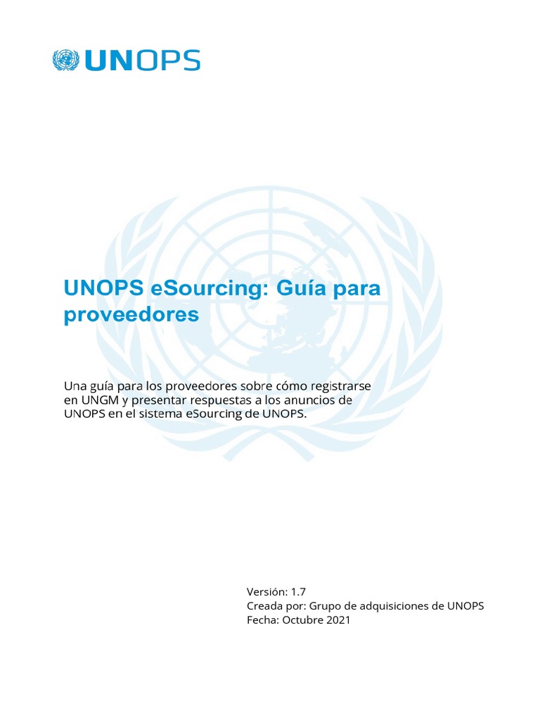 UNOPS - Esourcing - Vendor Guide - v1.7 - ES | PDF | Internet | Contraseña