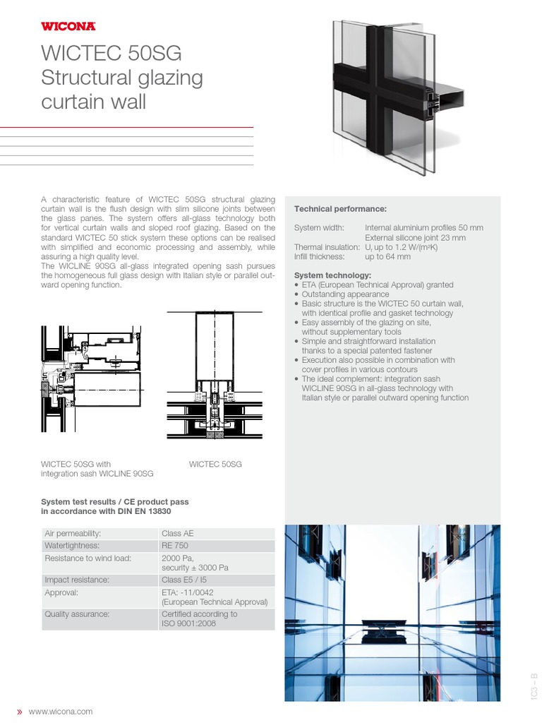 Wictec 50Sg Structural Glazing Curtain Wall: Technical Performance | PDF | Civil Engineering ...