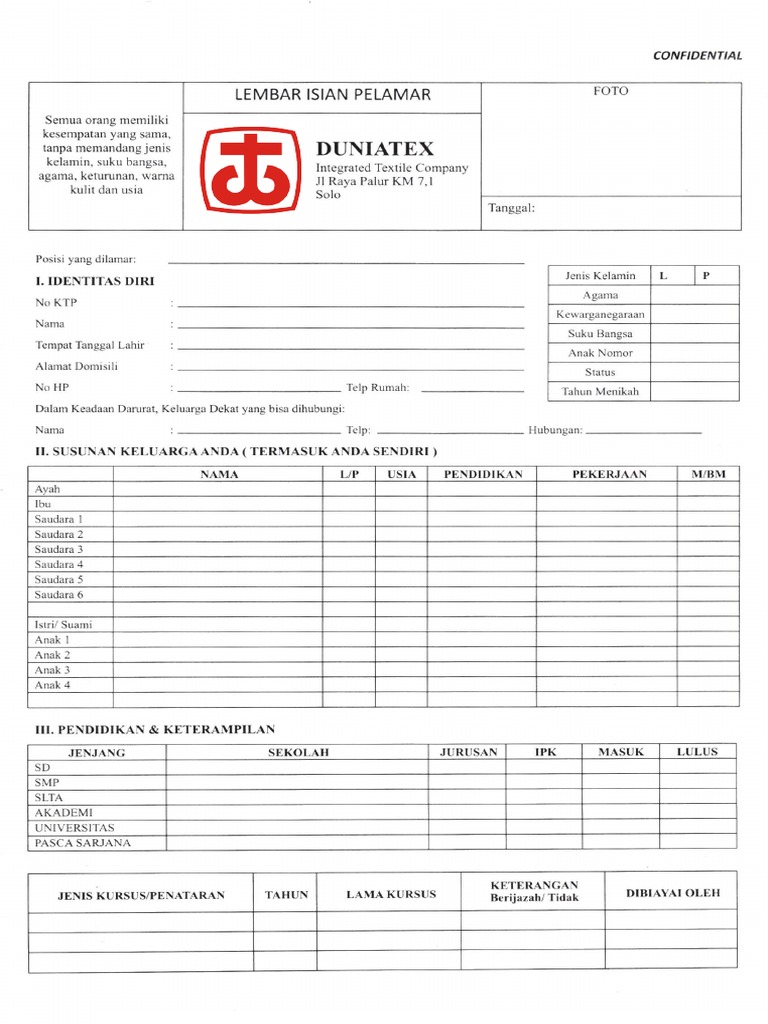 Lembar Isian Pelamar (LIP) | PDF